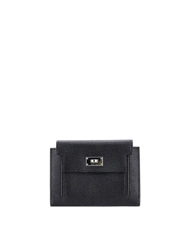 HERMES Kelly Pocket Compact Wallet Chevre Mysore - Black