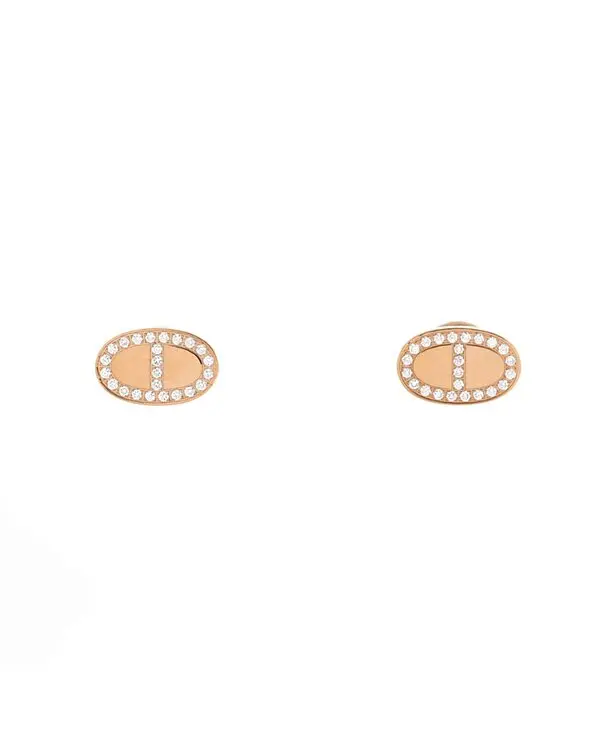 HERMES Chaine D'ancre Contour Stud Earrings 18k Rose Gold And Diamonds - Pink
