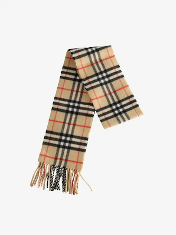 Burberry Mu Check Cashmere Scarf - Sand