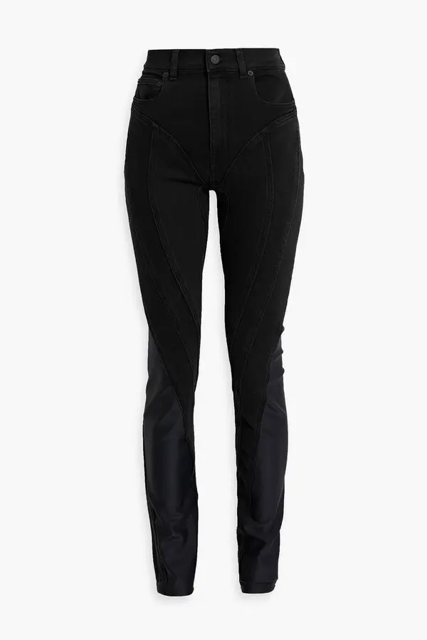 MUGLER Scuba-paneled High-rise Skinny Jeans