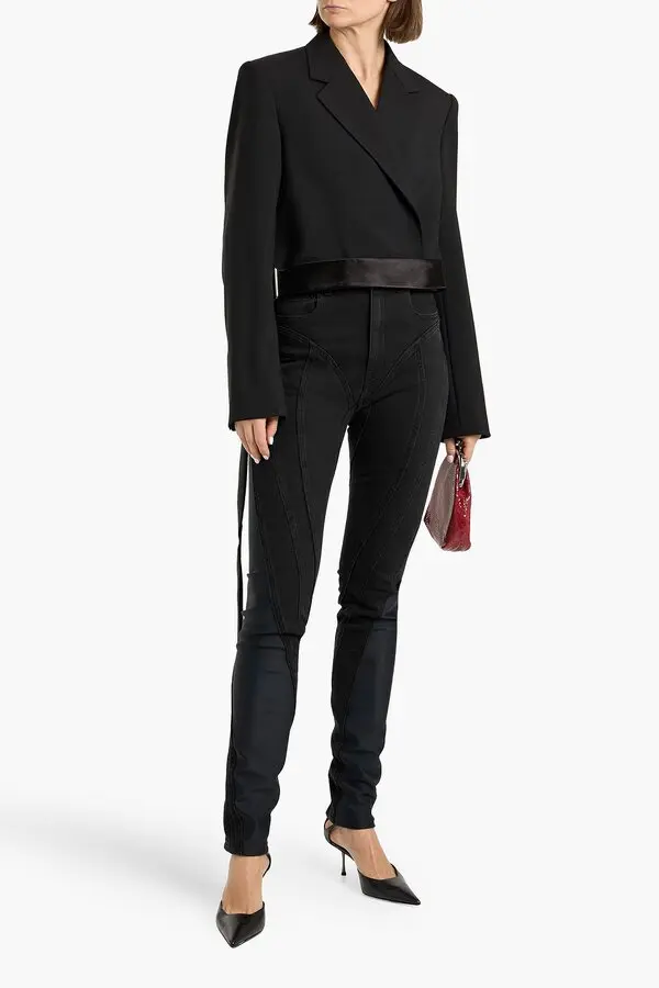 MUGLER Scuba-paneled High-rise Skinny Jeans