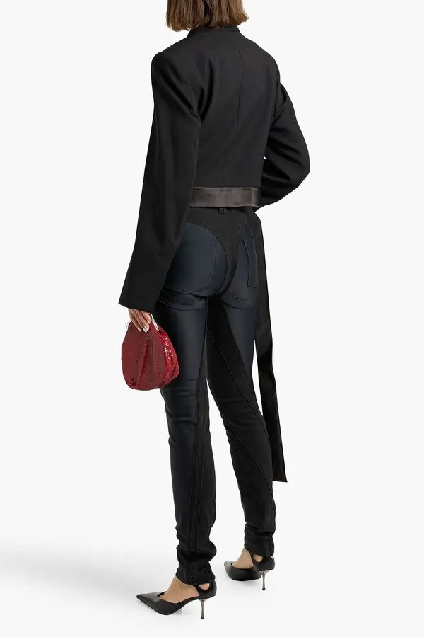 MUGLER Scuba-paneled High-rise Skinny Jeans