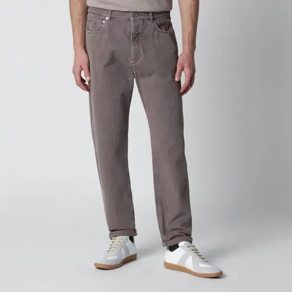 Brunello Cucinelli Vintage-effect Jeans With Turn-up Hem - Beige