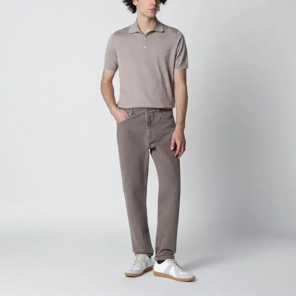 Brunello Cucinelli Vintage-effect Jeans With Turn-up Hem - Beige