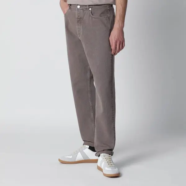 Brunello Cucinelli Vintage-effect Jeans With Turn-up Hem - Beige