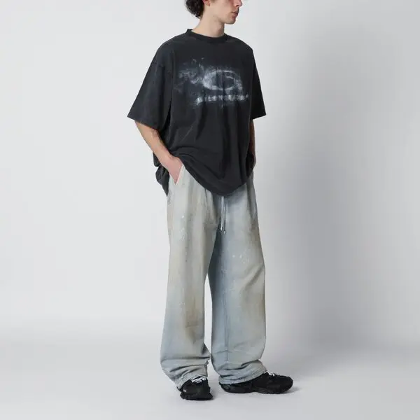 Balenciaga Faded Crayon Loop Oversize T-shirt - Black