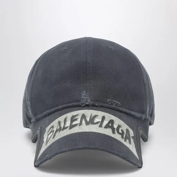 Balenciaga Washed-effect Cap With Masking Tape Motif - Black