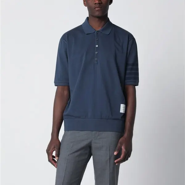 Thom Browne Navy Cotton Polo Shirt
