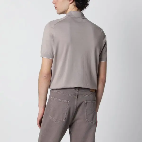 Brunello Cucinelli Light Cotton Knit Polo Shirt - Brown