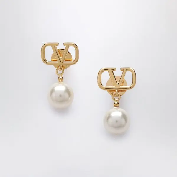 Valentino Garavani Vlogo Signature Stud Earrings With Pearl - Metal
