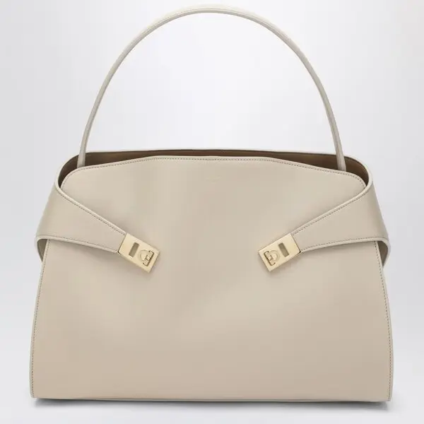 FERRAGAMO Leather Hug Soft M Handbag - White
