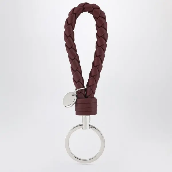 Bottega Veneta Intrecciato Leather Key Ring - Burgundy
