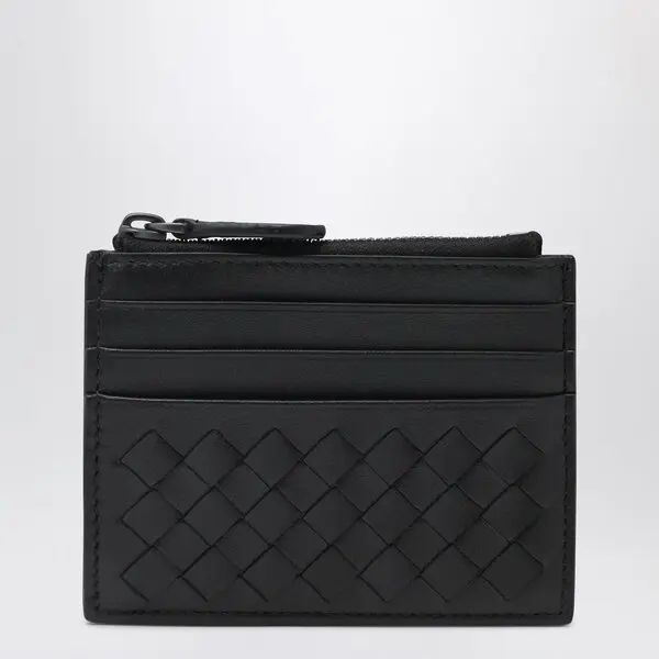 Bottega Veneta Intrecciato Zip Card Holder - Black