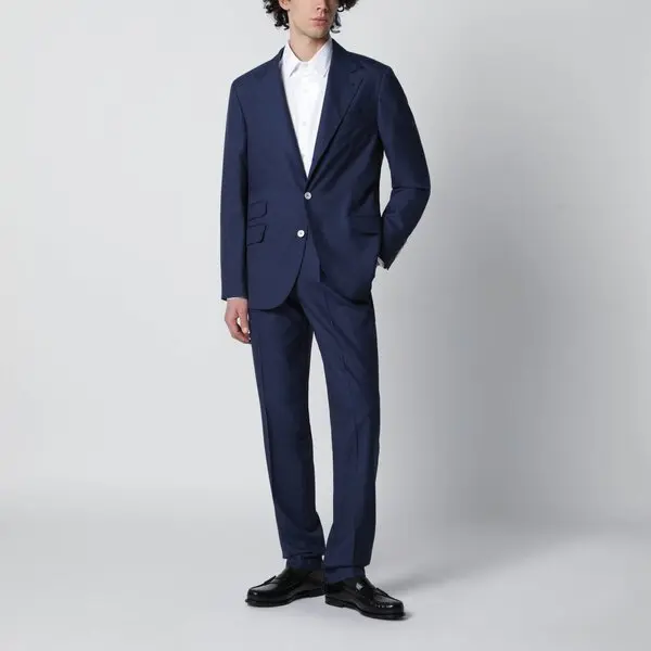 Brunello Cucinelli Single-breasted Wool Suit - Blue