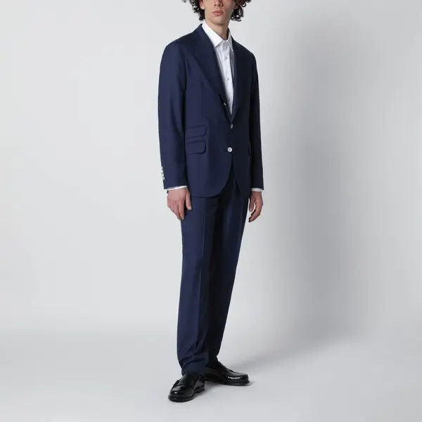Brunello Cucinelli Single-breasted Wool Suit - Blue