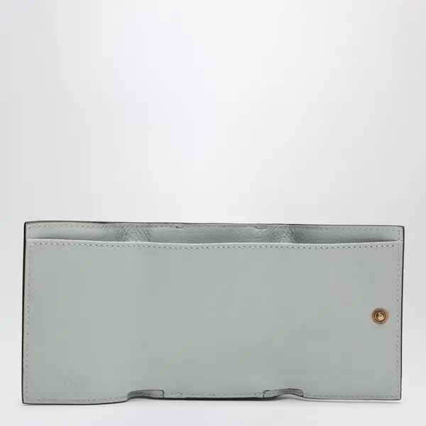Chloé Paddington Mini Trifold Wallet In Aqua Blue Leather - Grey