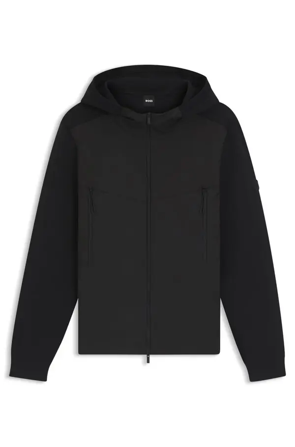 BOSS Regular-fit Hooded Jacket With Weather Protection - Black