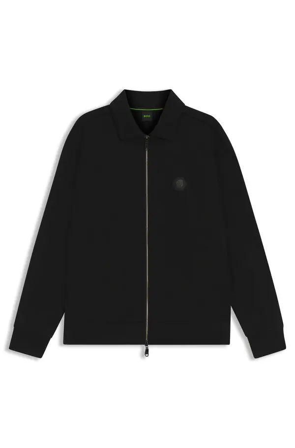 BOSS Cotton-blend Zip-up Sweatshirt With Monogram - Black