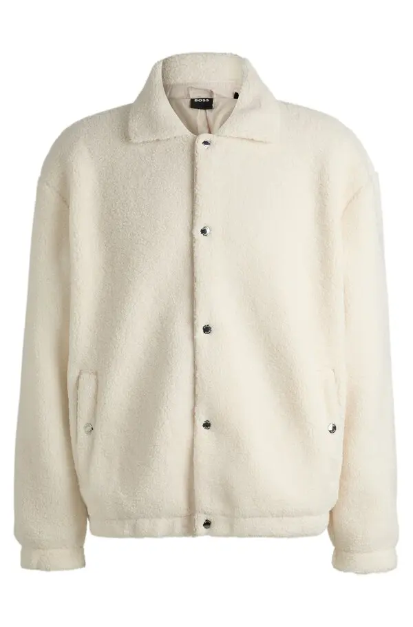 BOSS Regular-fit Jacket In Teddy Fabric - White