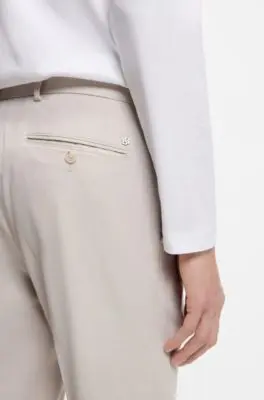 BOSS Slim-fit Trousers In Stretch Cotton - Light Grey
