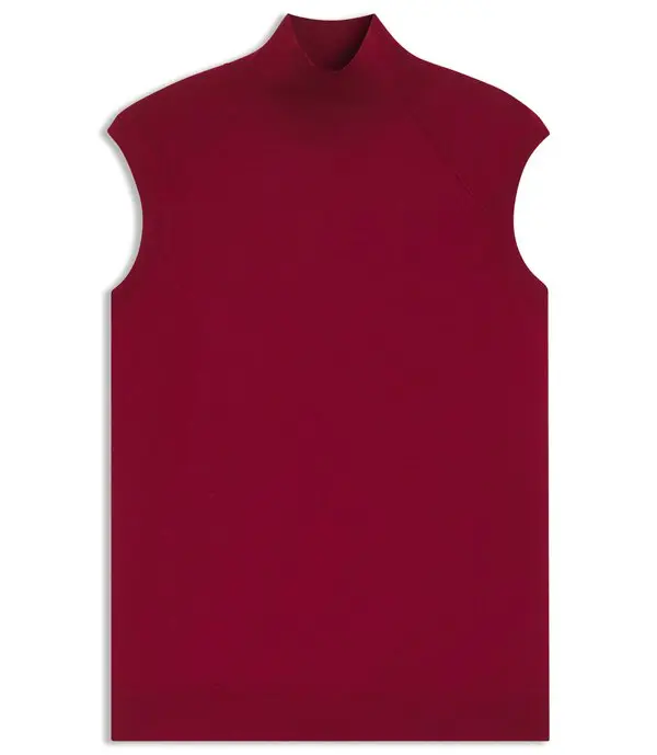 BOSS Sleeveless Mock-neck Sweater In Fine Knit Merino Wool