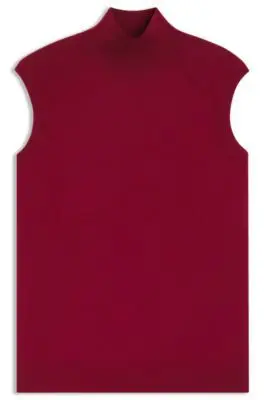 BOSS Sleeveless Mock-neck Sweater In Fine Knit Merino Wool
