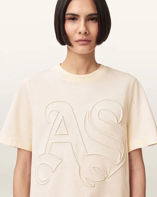 ALLSAINTS Lisa Embossed T-shirt - Pebble White