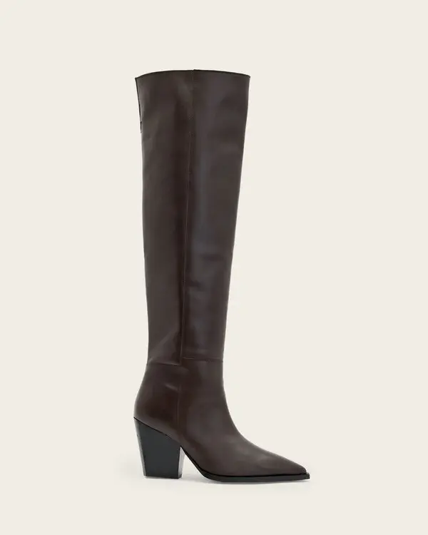 ALLSAINTS Reina Leather Zip Boots - Brown