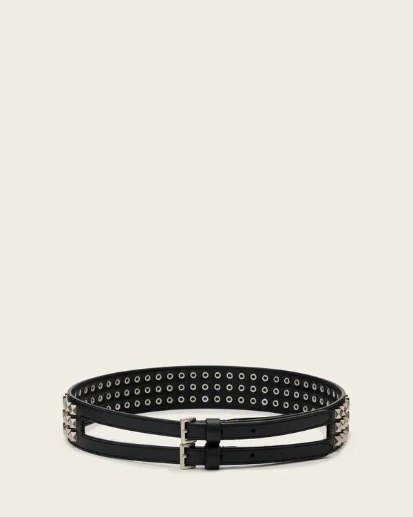 ALLSAINTS Drea Leather Studded Belt - Black