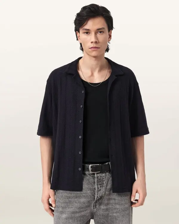 ALLSAINTS Trace Oversized Textured Shirt - Black