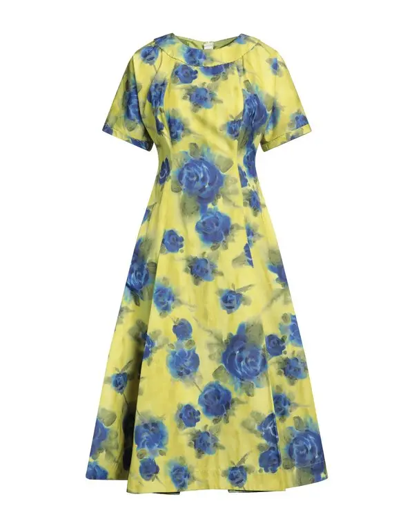 Midi Flared Floral-print Dress - Green