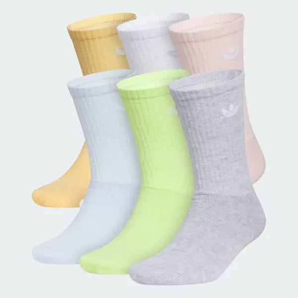Adidas Originals Trefoil 2.0 Crew Socks 6-pack - Orange Tint / Crystal Sky / Pink Wave