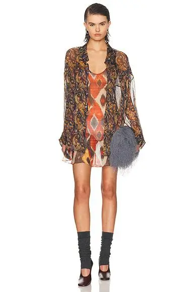 R13 Printed Silk Chiffon Dress Set