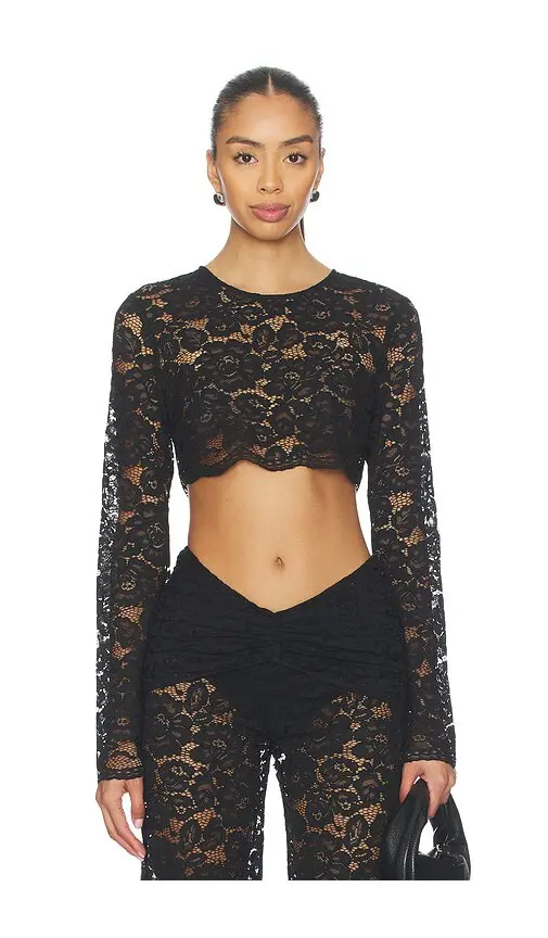 SHANI SHEMER X Ella Lace Crop Top - Black
