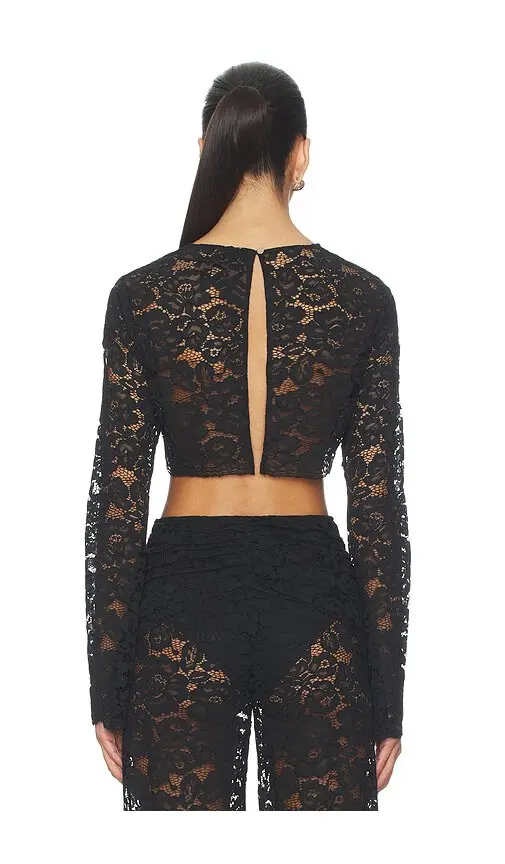SHANI SHEMER X Ella Lace Crop Top - Black
