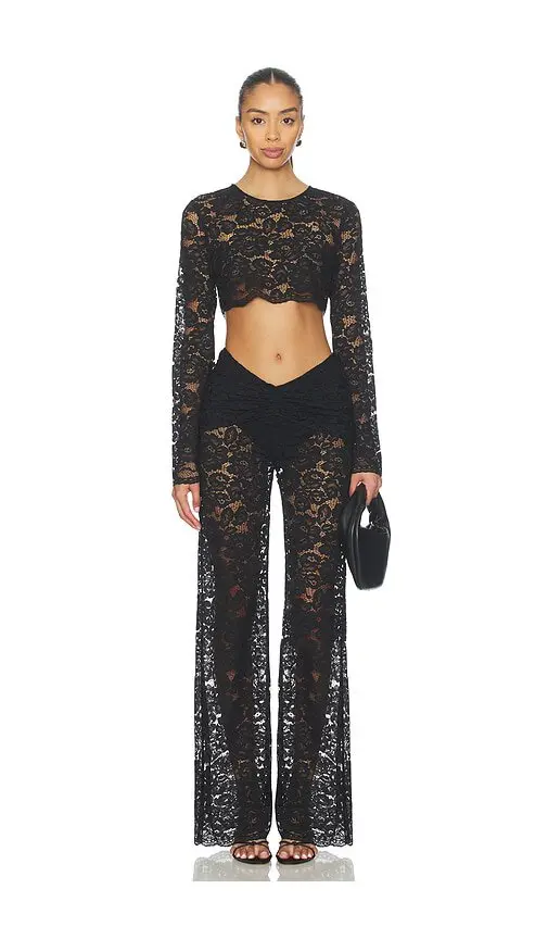 SHANI SHEMER X Ella Lace Crop Top - Black