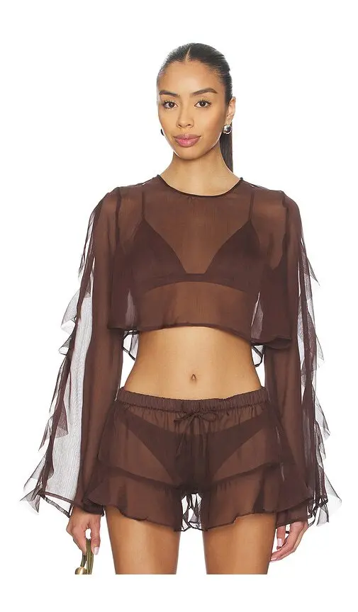 SHANI SHEMER X Thoma Cropped Shirt - Espresso