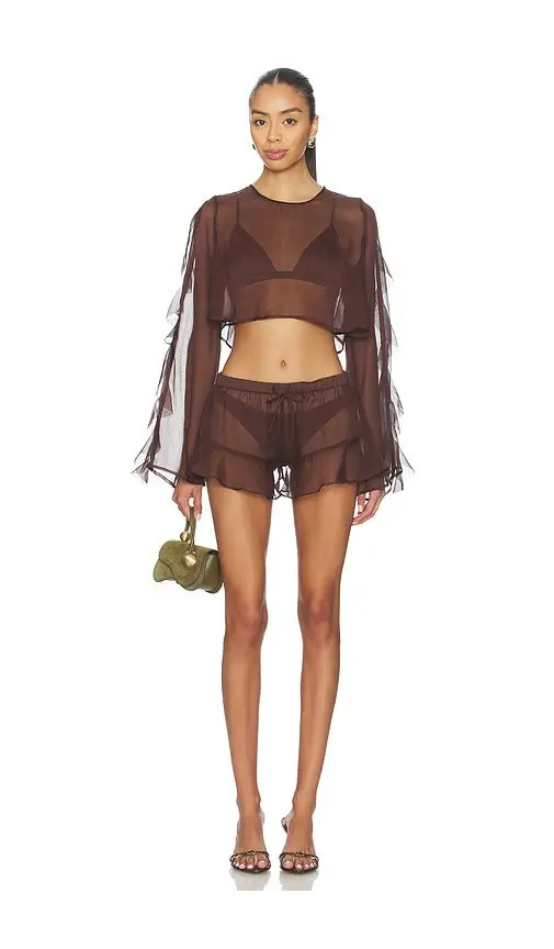 SHANI SHEMER X Thoma Cropped Shirt - Espresso