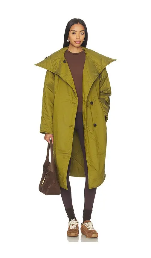 Varley Annalise Reversible Wrap Coat - Bright Moss