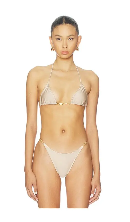 SHANI SHEMER Marlin Triangle Bikini Top - Champagne