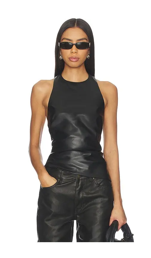 Superdown Calania Faux Leather Halter Top