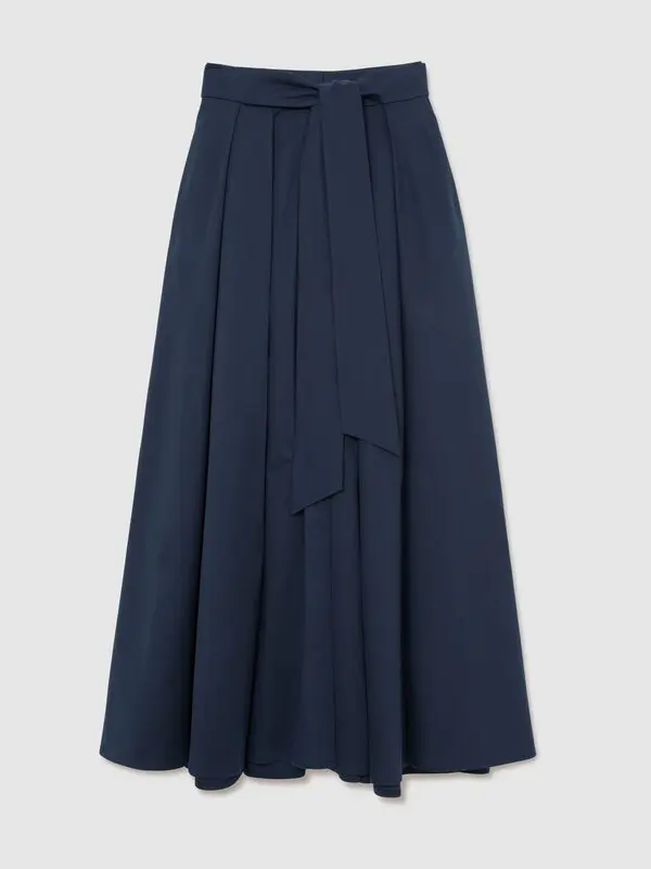 REISS Simone Cotton-blend Pleated Maxi Skirt