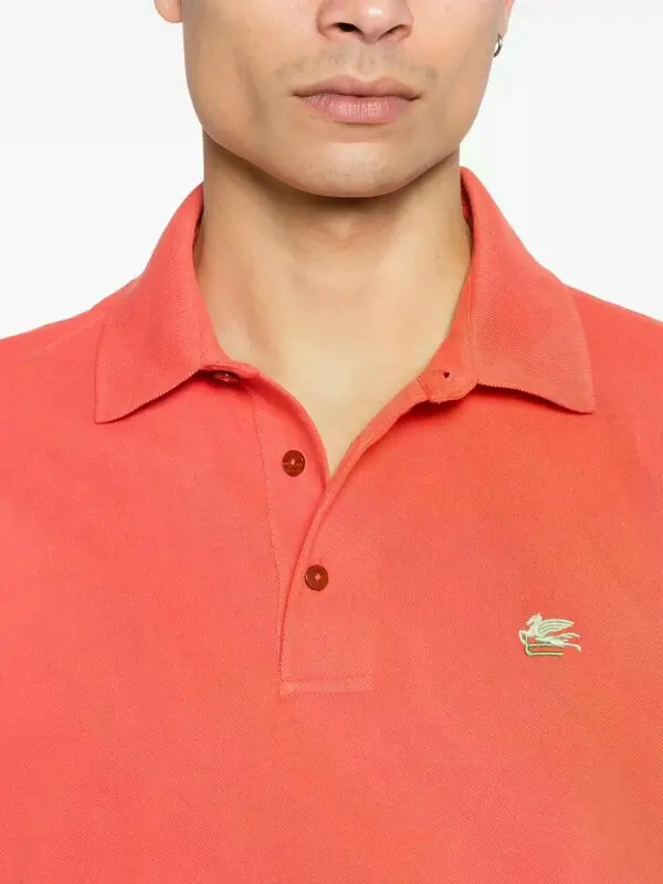 Etro Button Logo-detail Polo Shirt - Orange
