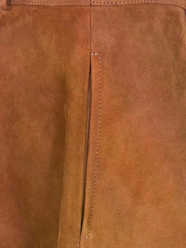 SEMICOUTURE Panelled Suede Skirt - Brown