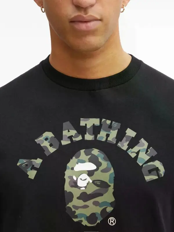 A BATHING APE 1st Camo College Logo-print T-shirt - Black