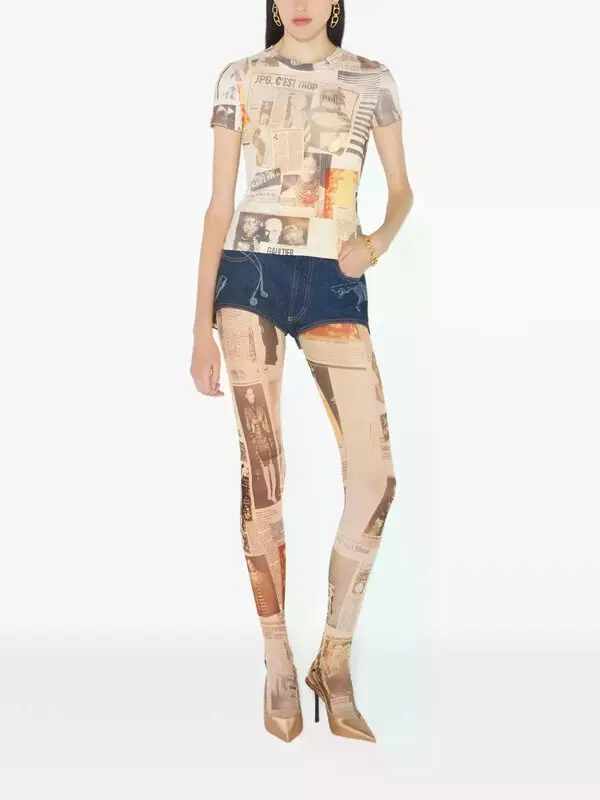 JEAN PAUL GAULTIER Journal-print T-shirt - Neutrals
