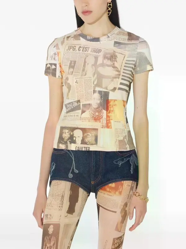 JEAN PAUL GAULTIER Journal-print T-shirt - Neutrals