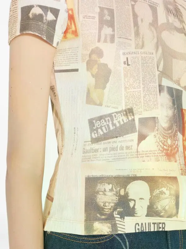 JEAN PAUL GAULTIER Journal-print T-shirt - Neutrals