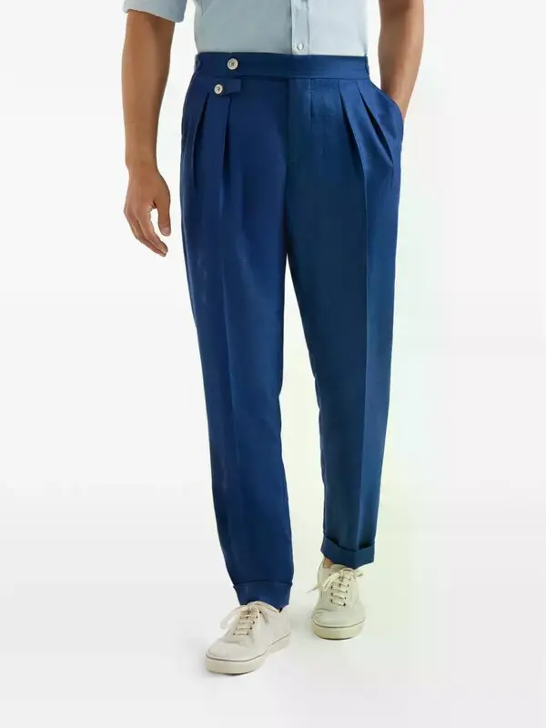 Brunello Cucinelli Pleated Waist-tab Trousers - Blue