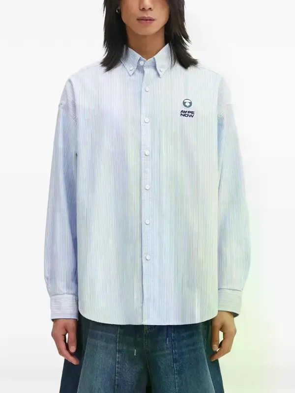 AAPE BY *A BATHING APE® Striped-pattern Logo-patch Shirt